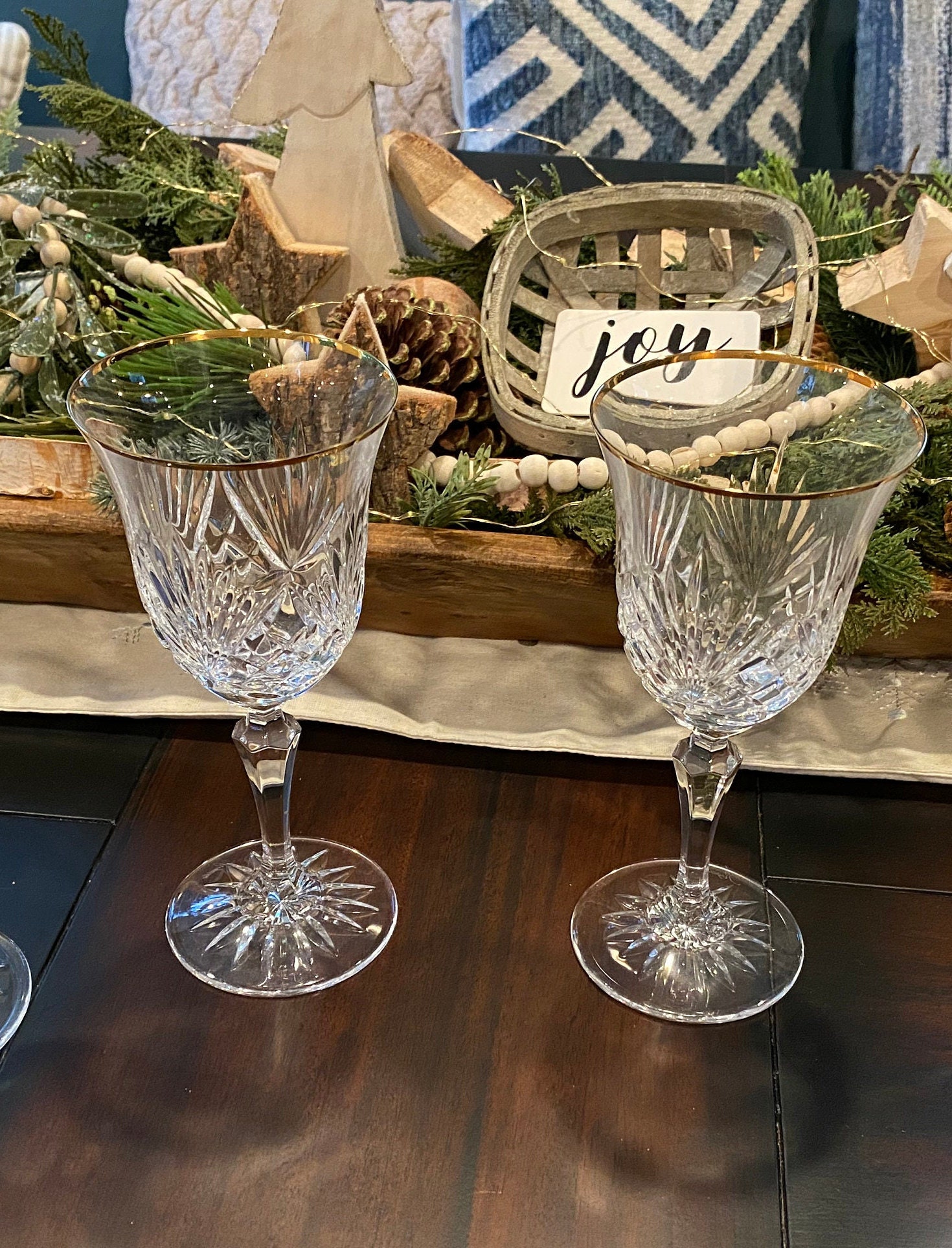 Set of 2 Miller Rogaska Richmond Gold Crystal Wine Glasses - Etsy