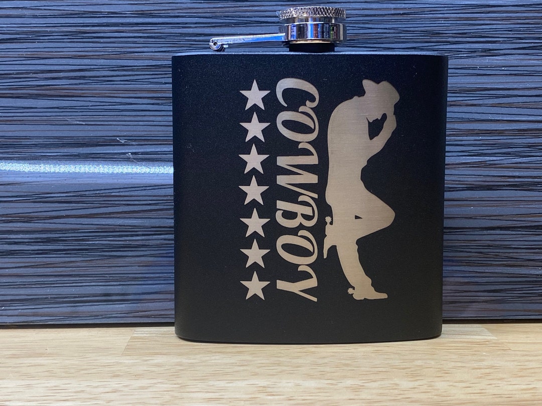 Really Nice Cowboy Flask Laser Engraved - Etsy