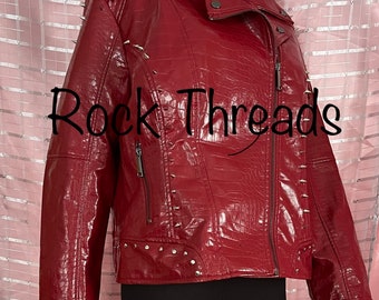 Cherry Red Leather Jacket - Etsy