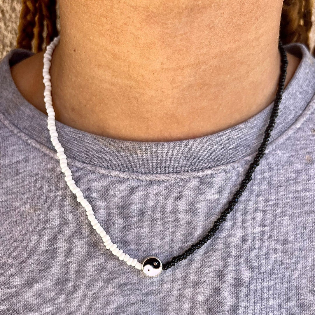 Yin Yang Beaded Necklace - Etsy