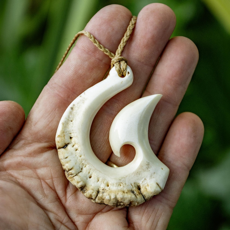 Large New Zealand Maori Style Deer Antler Matau Pendant - Made to Order ...