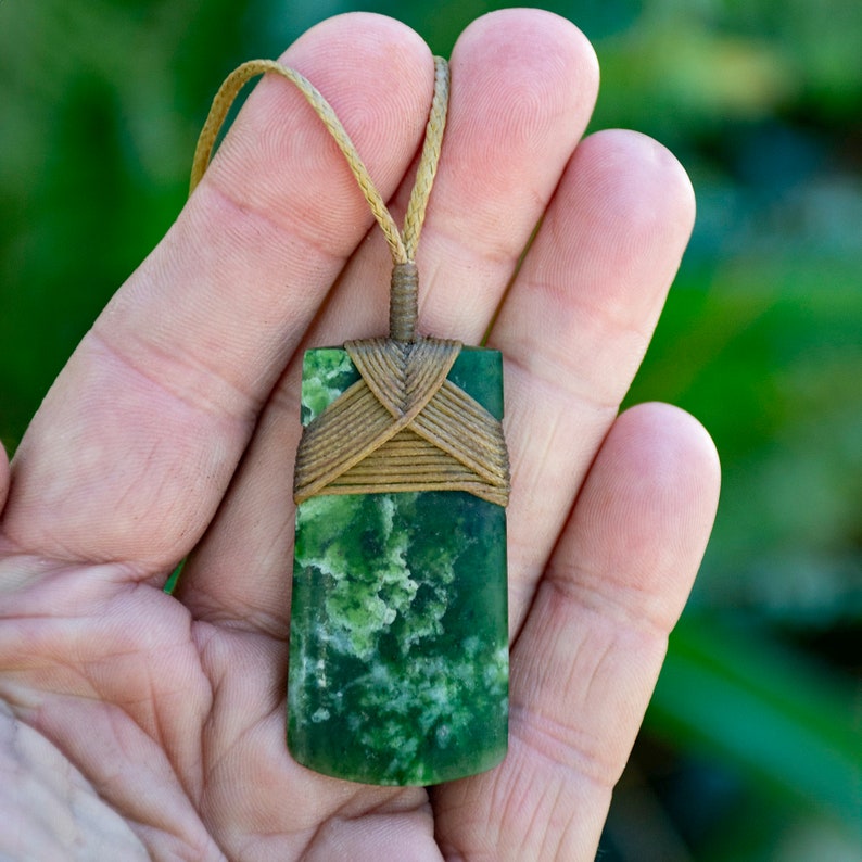 Maori Style Pounamu or Flower Jade Toki Pendant, Hand Crafted in New ...