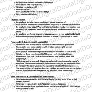 First Prenatal Questionnaire | Childbirth Education | Doula - Etsy