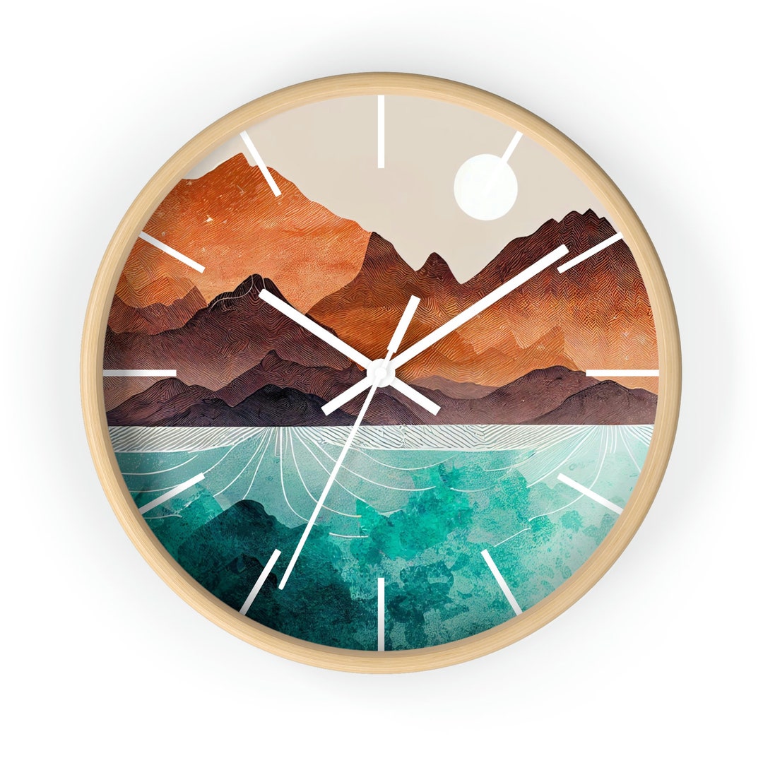 Boho Wall Clock, Burnt Orange and Teal Wall Clock Boho Room Decor, Boho ...