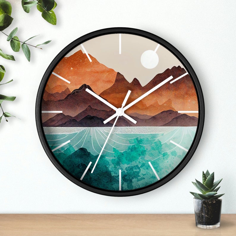 Boho Wall Clock Burnt Orange and Teal Wall Clock Boho Room - Etsy