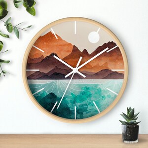 Boho Wall Clock, Burnt Orange and Teal Wall Clock Boho Room Decor, Boho ...