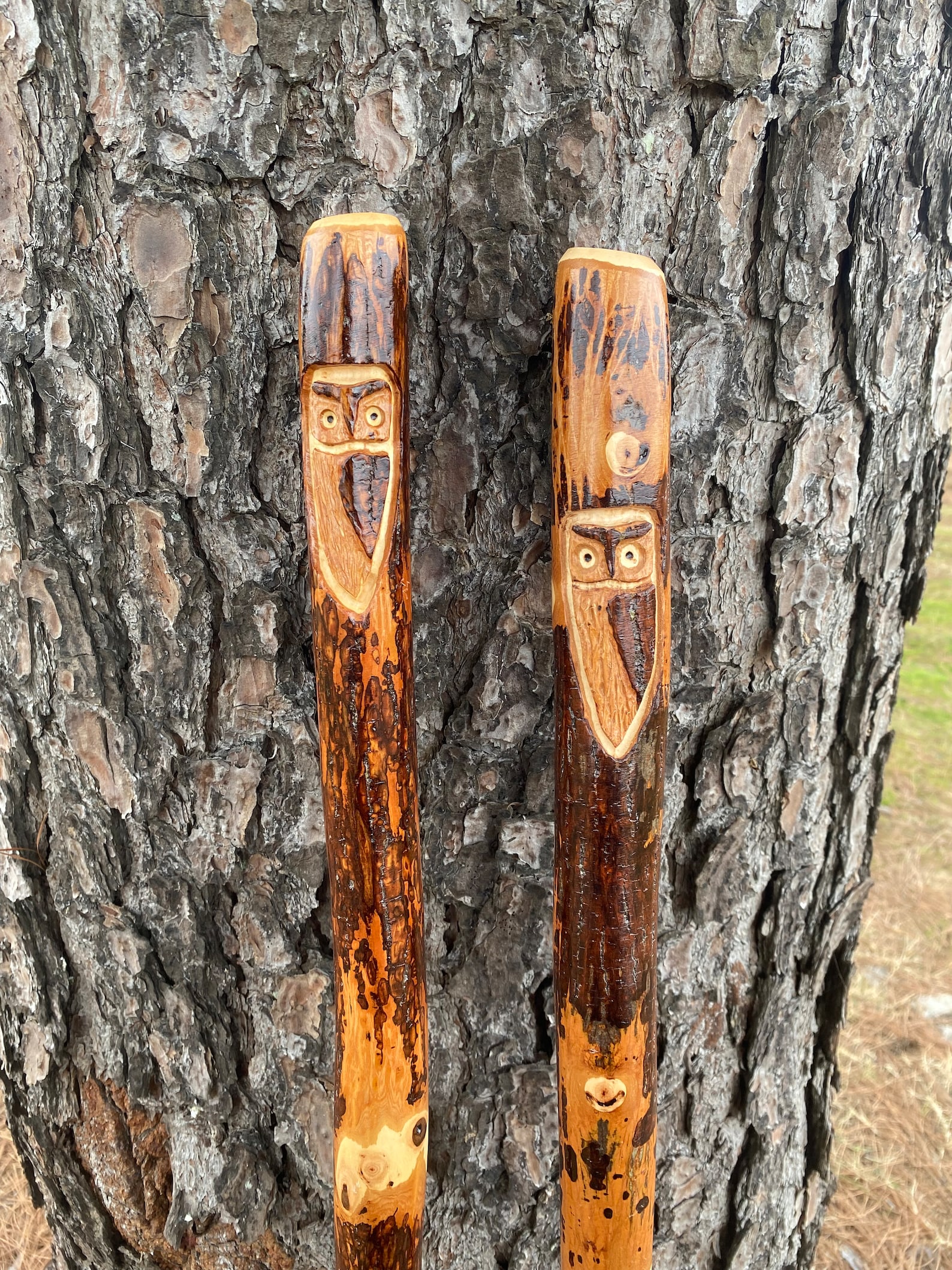 Owl Walking Stick, Hand Carved Owl Hiking Stick, 60" Walking Stick - Etsy