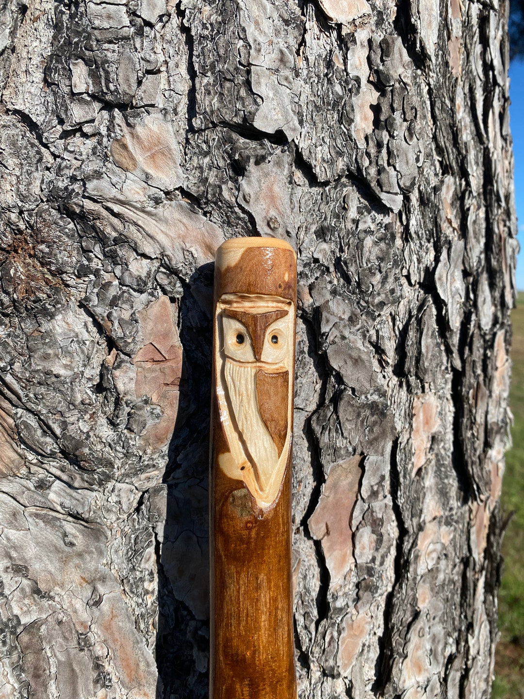Owl Walking Stick, Hand Carved Owl Hiking Stick, 60" Walking Stick - Etsy