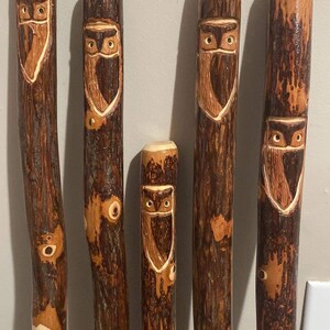 Owl Walking Stick, Hand Carved Owl Hiking Stick, 60" Walking Stick - Etsy