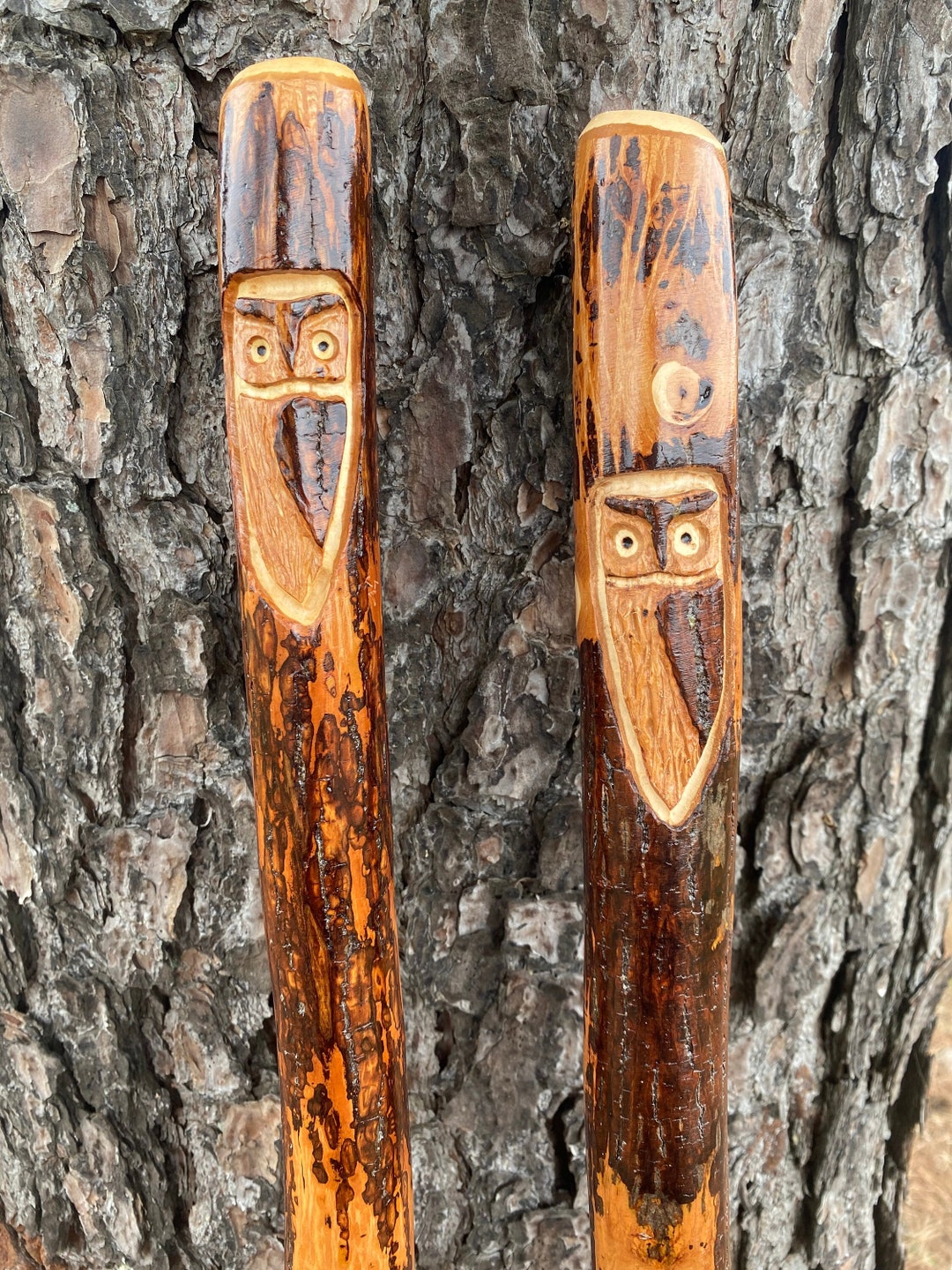 Owl Walking Stick, Hand Carved Owl Hiking Stick, 60" Walking Stick - Etsy