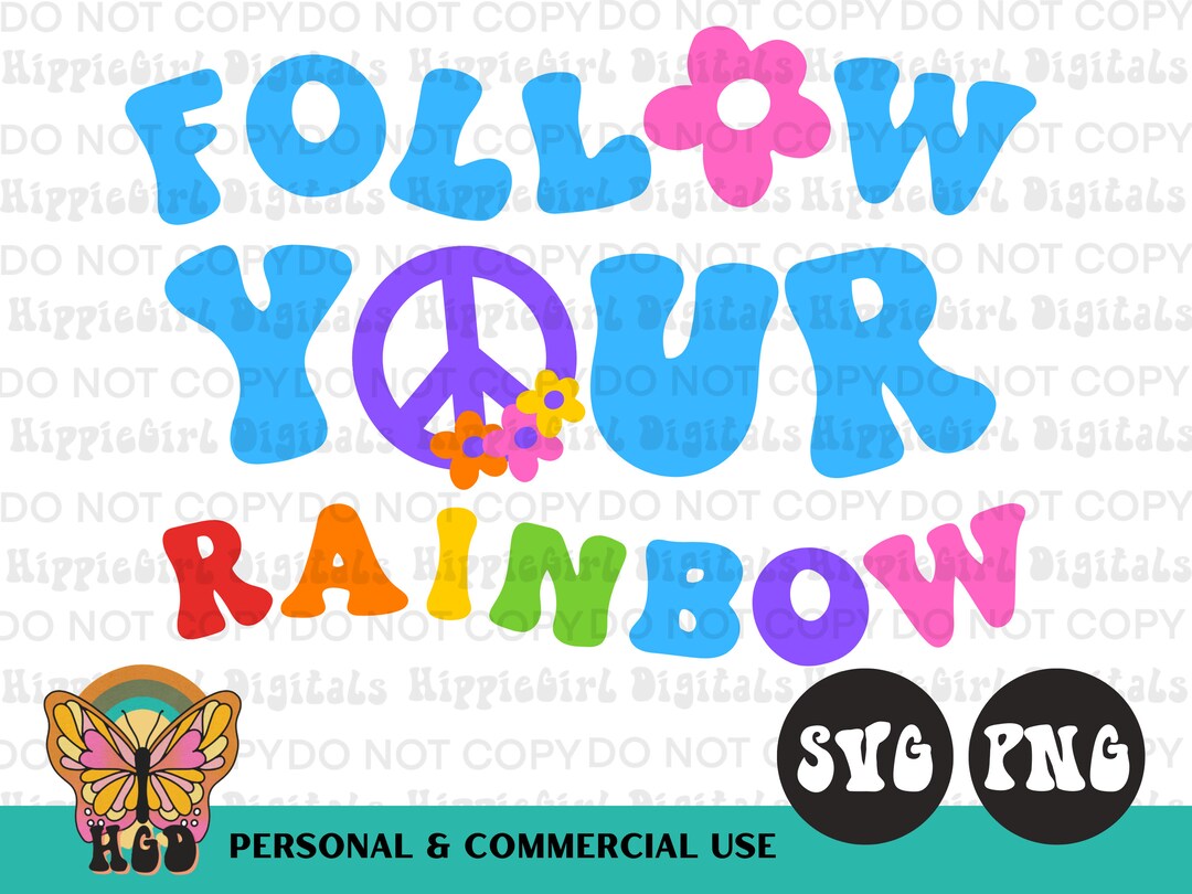 Follow Your Rainbow SVG PNG Image Digital Download for Sublimation or ...