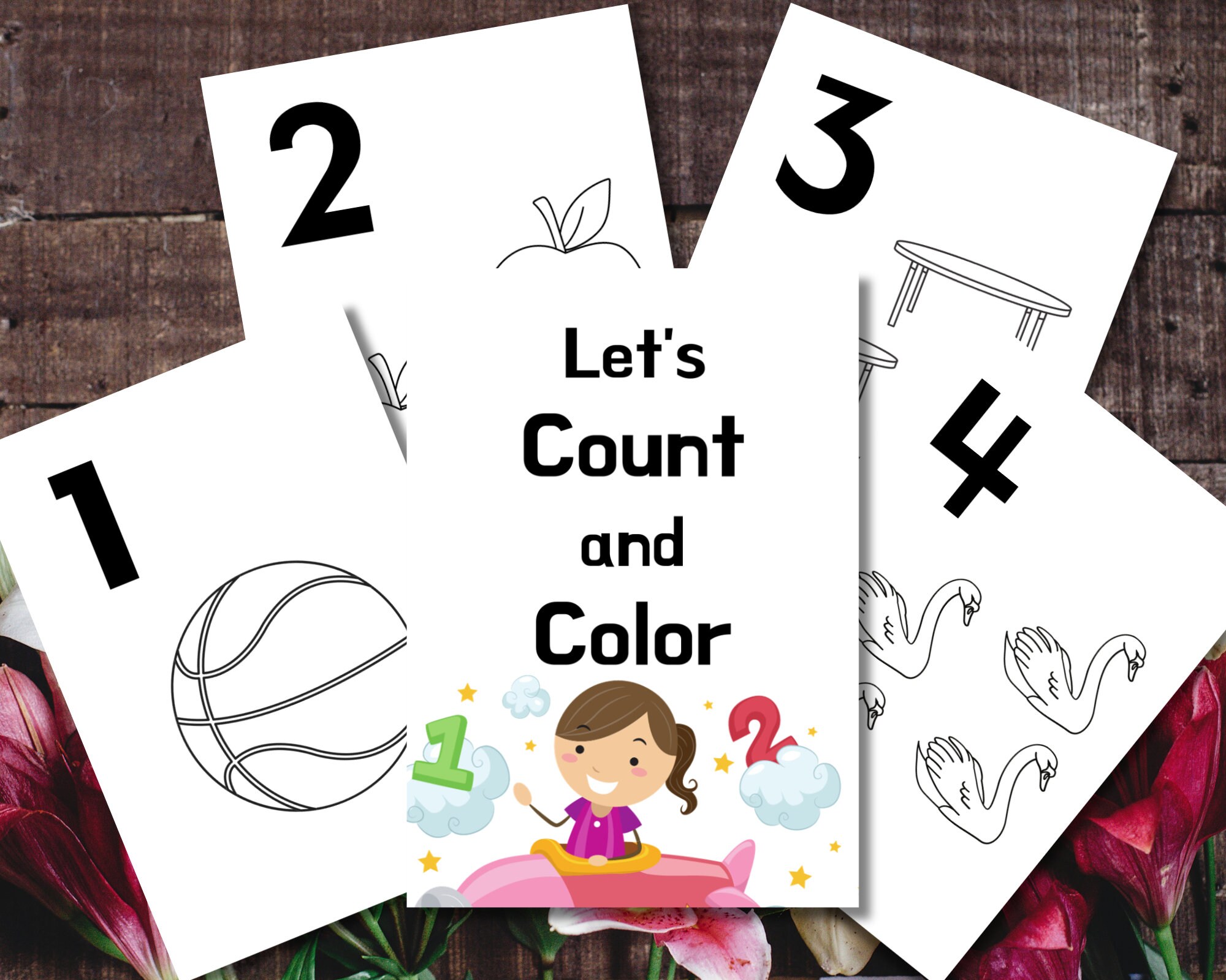 1 10 Numbers Printable Coloring Page Worksheets for Preschool ...