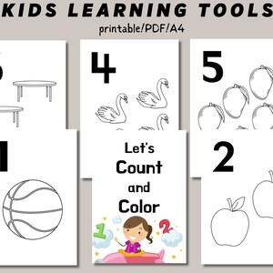 1 -10 Numbers Printable Coloring Page Worksheets for Preschool ...