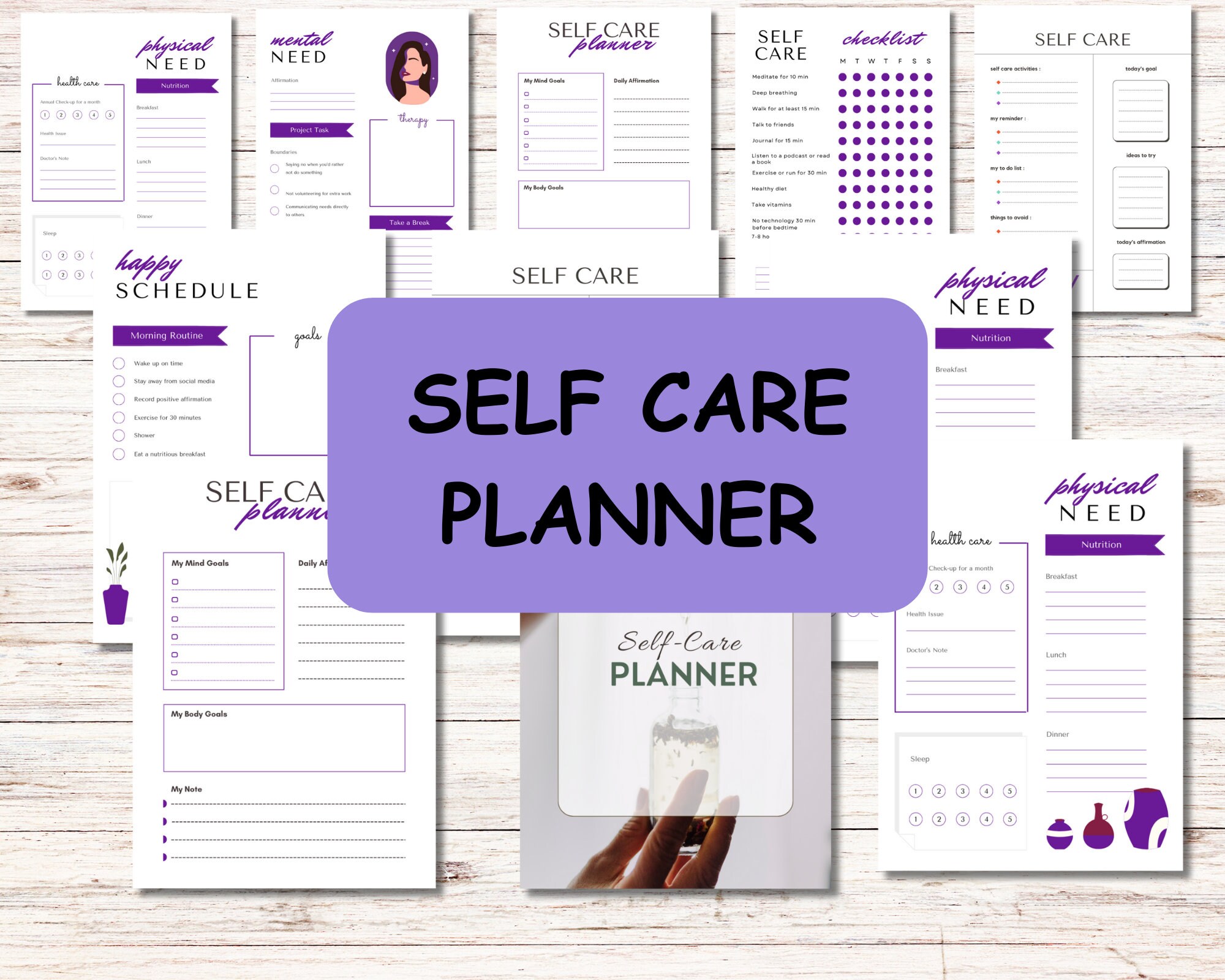 Self-care Planner Printable,mood Tracker, Self Care Planner,self Care ...