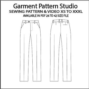 Men Classic Trouser Sewing Pattern All Size Grading Waist Size 26 to 42 ...