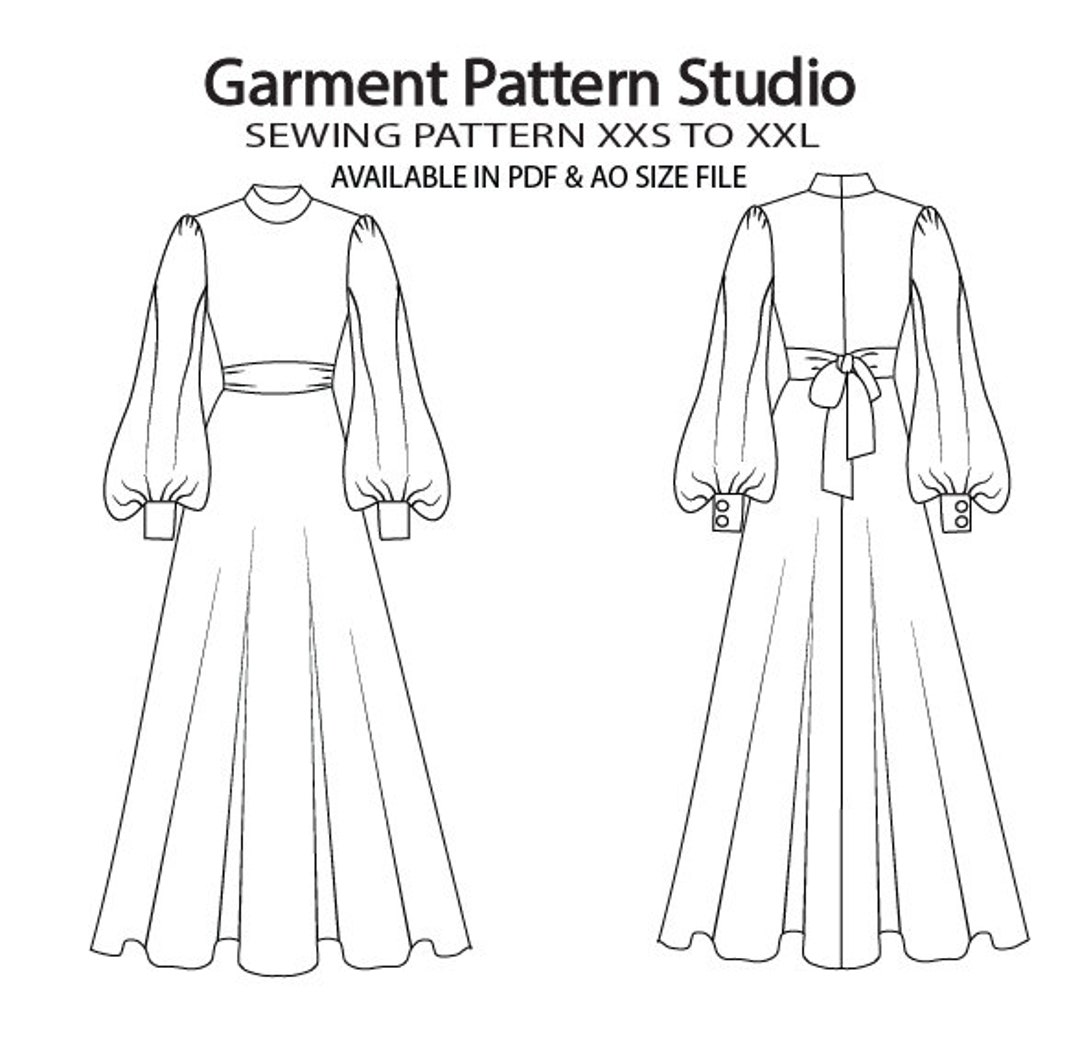Abaya Sewing Pattern All Size Grading XXS to XXL in A4 and Ao Size PDF ...