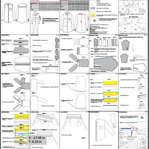 Men Classic Shirt Sewing Pattern All Size Grading XS to XXXL in A4 and ...