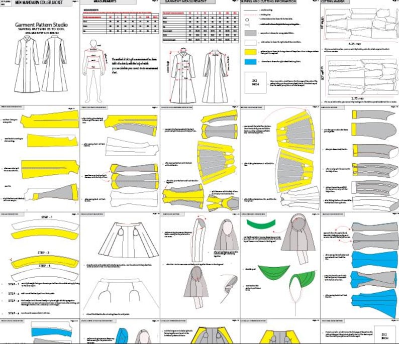 Men's Mandarin Collar Jacket Sewing Pattern, XS-XXXL (PDF A0) - Etsy