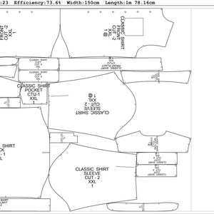 Men Classic Shirt Sewing Pattern All Size Grading XS to XXXL in A4 and ...