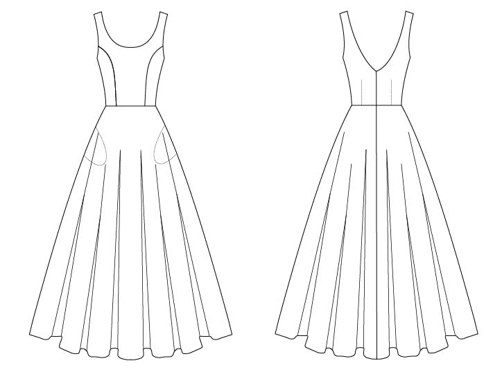 Round Neck Midi Dress Sewing Pattern All Size Grading XS to XXXL in A4 ...