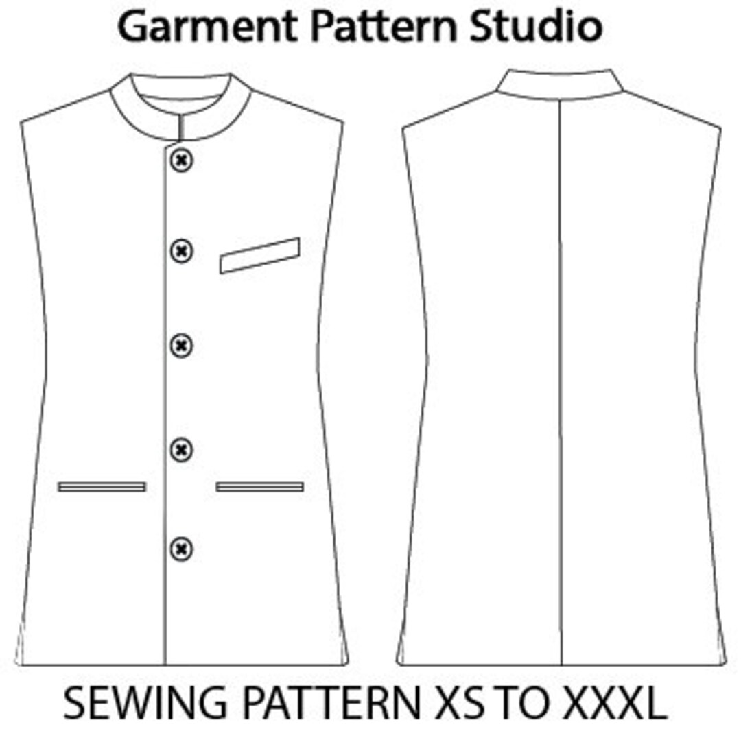 Men Nheru Jacket Sewing Pattern All Size Grading XS to XXXL in - Etsy