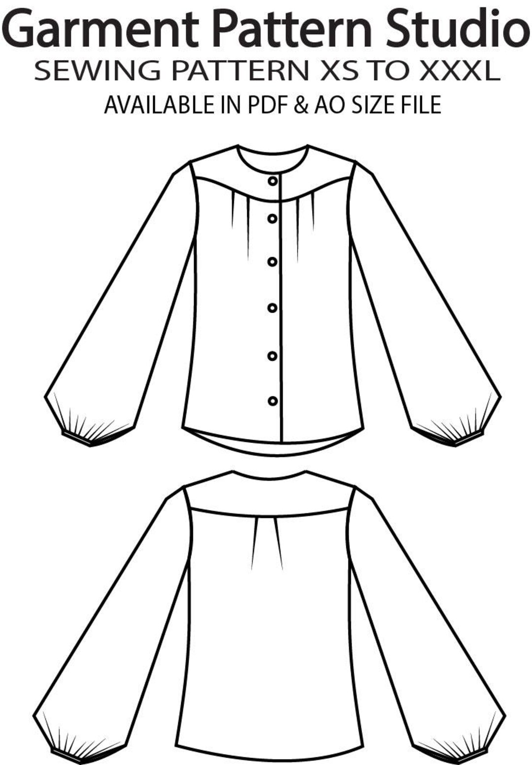 Women's Bust Pleat Top Sewing Pattern, XS-XXXL (A4/A0 PDF) - Etsy
