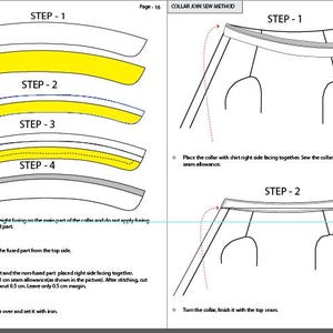 Men Mandarin Collar Shirt Sewing Pattern All Size Grading XS to XXXL in ...