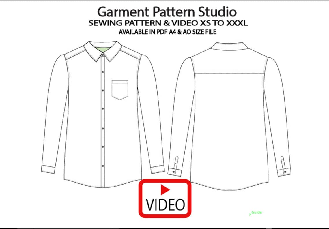 Men's Shirt Sewing Pattern, XS to XXXL (pdf A4 & Ao) - Etsy