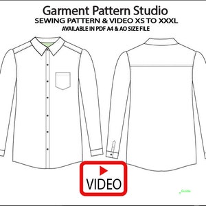 Men Classic Shirt Sewing Pattern All Size Grading XS to XXXL in A4 and ...