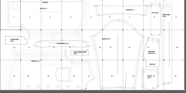 Men Classic Shirt Sewing Pattern All Size Grading XS to XXXL in A4 and ...