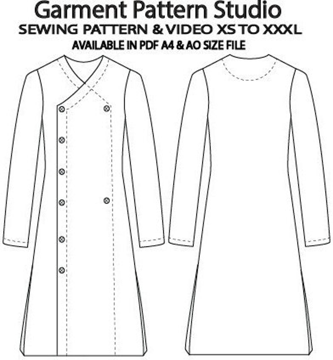 Men Knee Length Kurta Sewing Pattern All Size Grading XS to XXXL in A4 ...