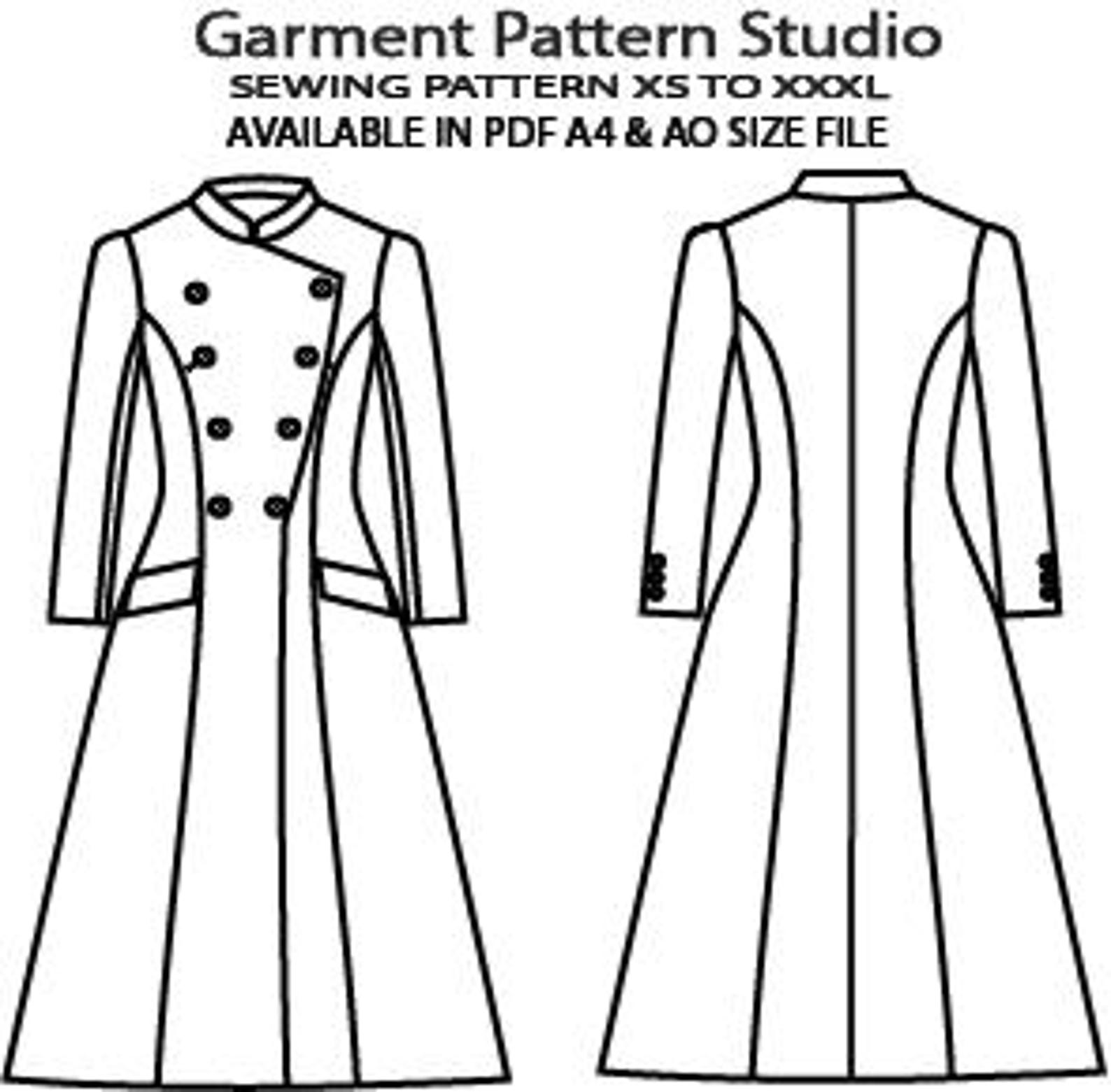 Mandarin Collar Double Breasted Jacket Sewing Pattern, All Sizes XS ...