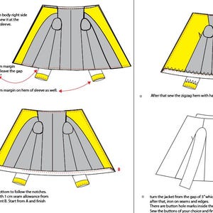 Mandarin Collar Double Breasted Jacket Sewing Pattern, All Sizes XS ...