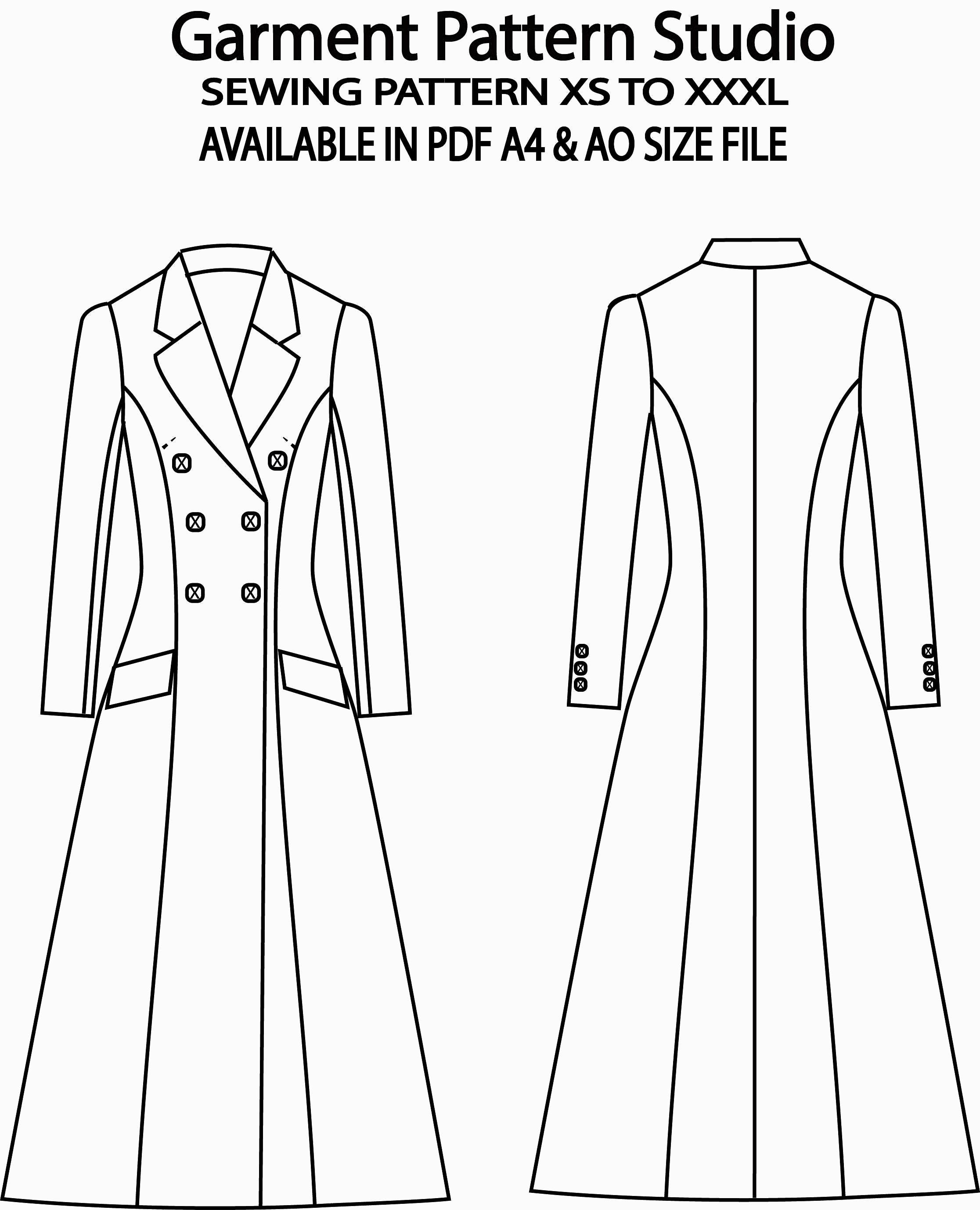 Women's Double-breasted Jacket Sewing Pattern, All Sizes XS-XXXL (A4 ...