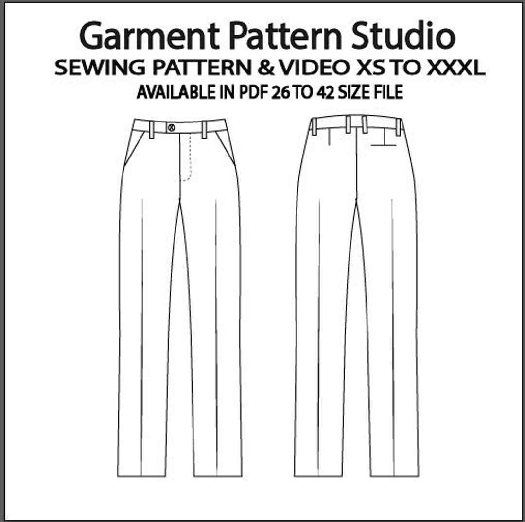 Men Classic Trouser Sewing Pattern All Size Grading Waist Size 26 to 42 ...