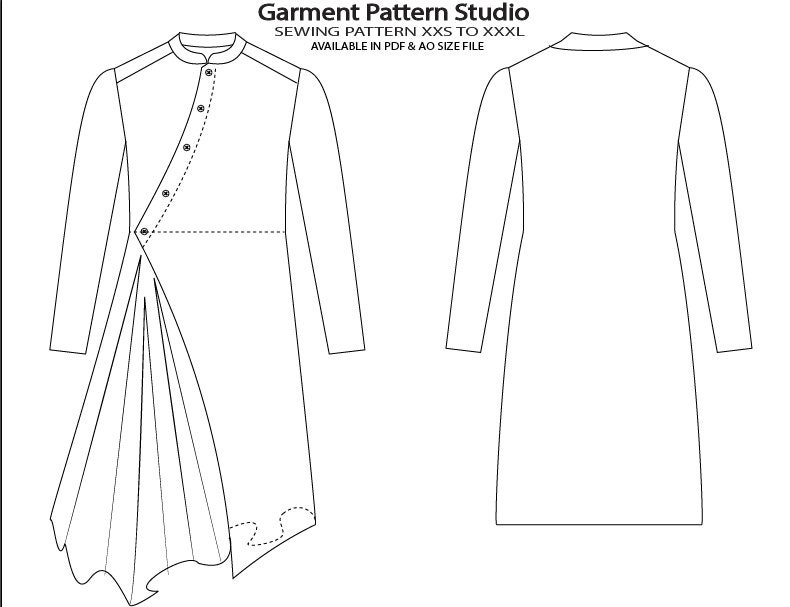 Men Side Drape Kurta Sewing Pattern All Size Grading XS to - Etsy
