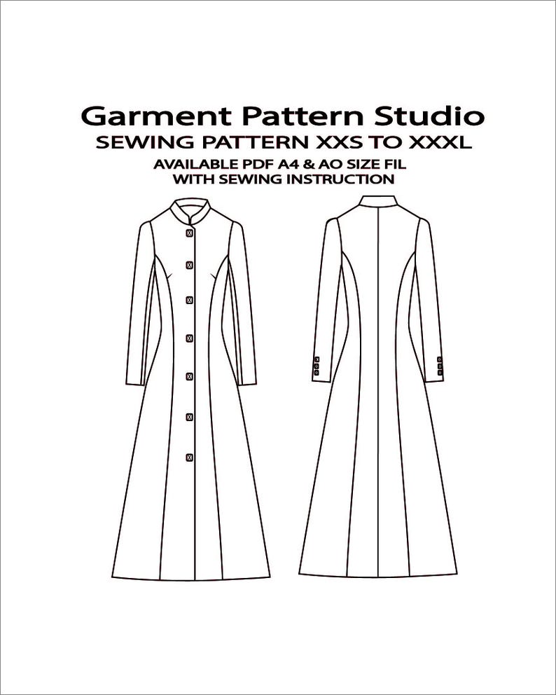 Women's Mandarin Collar Jacket Sewing Pattern, XS-XXXL (A4 & A0 PDF) - Etsy
