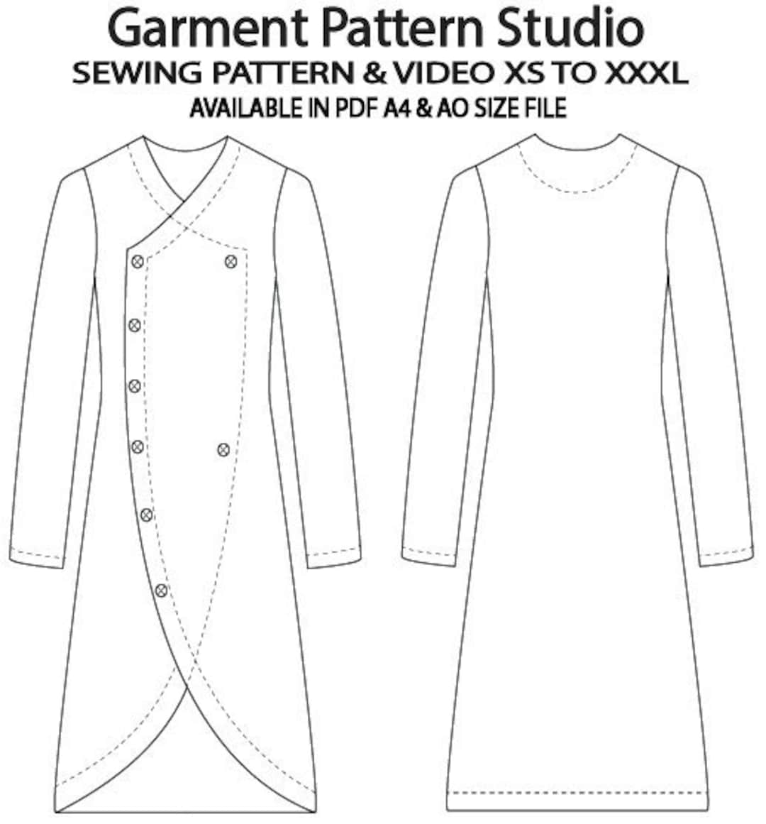 Men Knee Length Kurta Sewing Pattern All Size Grading XSS to XXXL in A4 ...