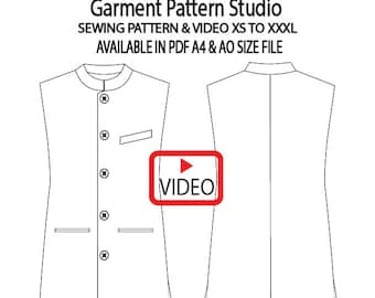 Men's Nehru Jacket Sewing Pattern, All Sizes XS-XXXL (PDF File) - Etsy