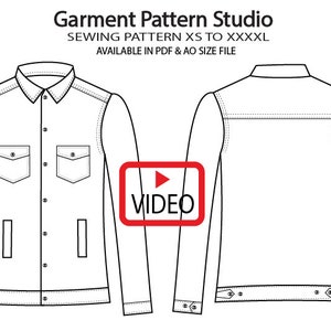 Men Jacket Sewing Pattern With Video All Size Grading XS to XXXXL in A4 ...