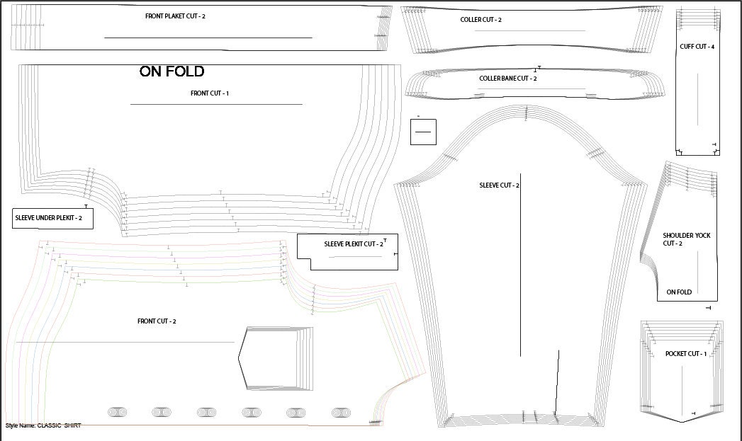 Men Classic Shirt Sewing Pattern All Size Grading XS to XXXL in A4 and ...