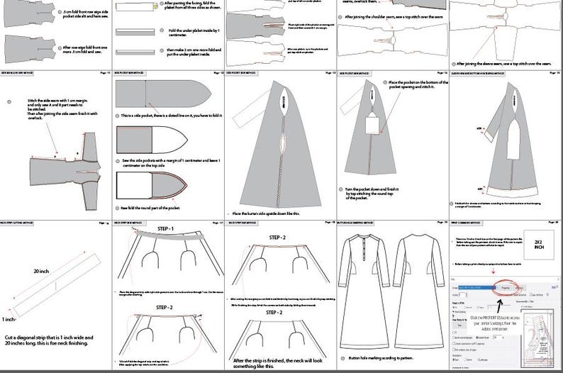 Men's Round Neck Thobe Sewing Pattern, XS-XXXL (PDF Pattern) - Etsy