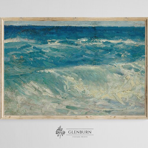 Dark Stormy Waves Vintage Coastal Wall Art Oil Painting | Etsy