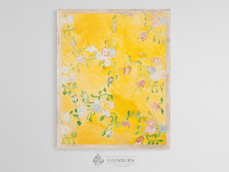 Yellow Floral Wall Art Eclectic Yellow Painting DIGITAL - Etsy