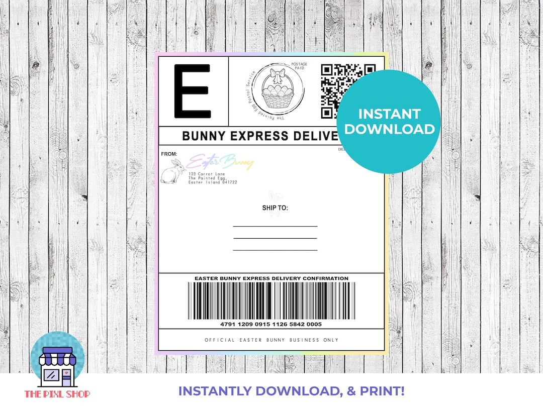 Easter Shipping Label | Easter Bunny Express Delivery | Printable ...