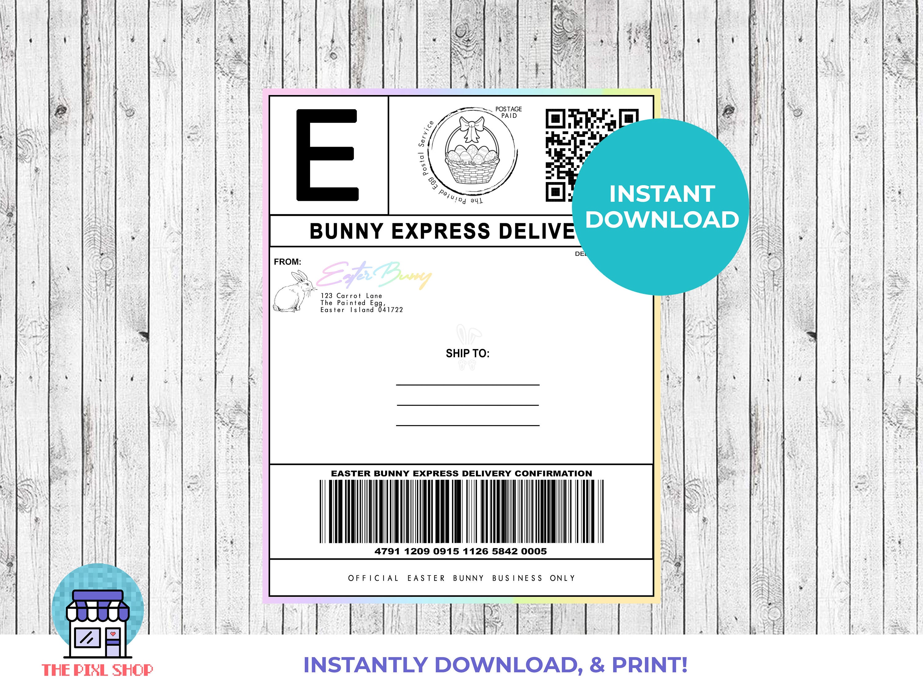 Easter Shipping Label | Easter Bunny Express Delivery | Printable ...