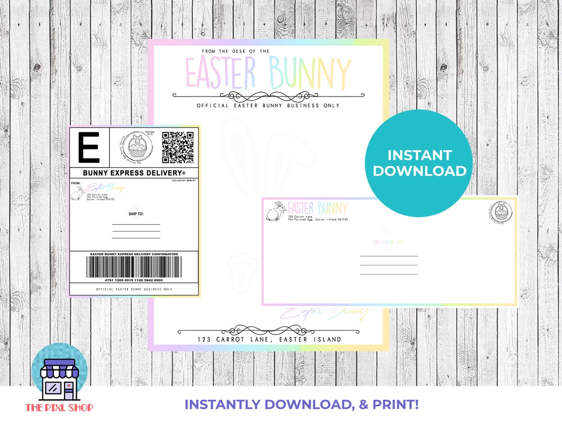 Easter Bunny Letter Envelope Bundle Pack | Easter Shipping Label ...