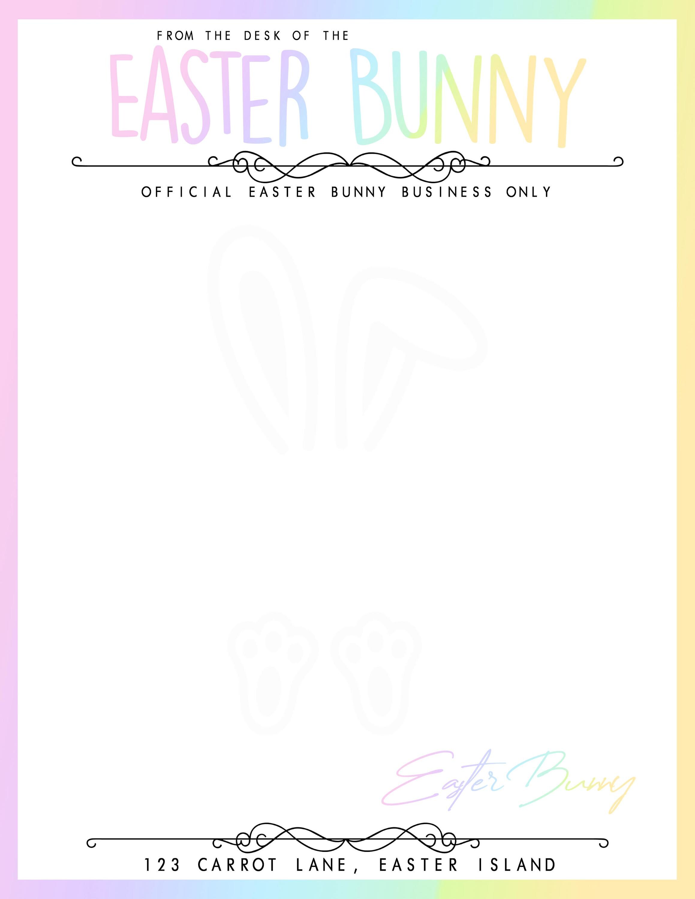 Letter From the Easter Bunny | Printable Easter Bunny Letterhead ...
