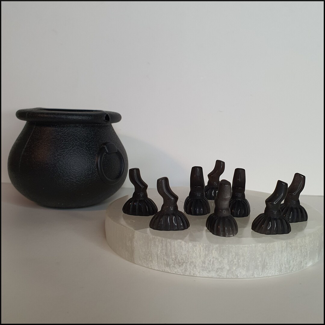 Silver Obsidian Broom, Crystal Broom Carving, Crystal Besom, Black ...