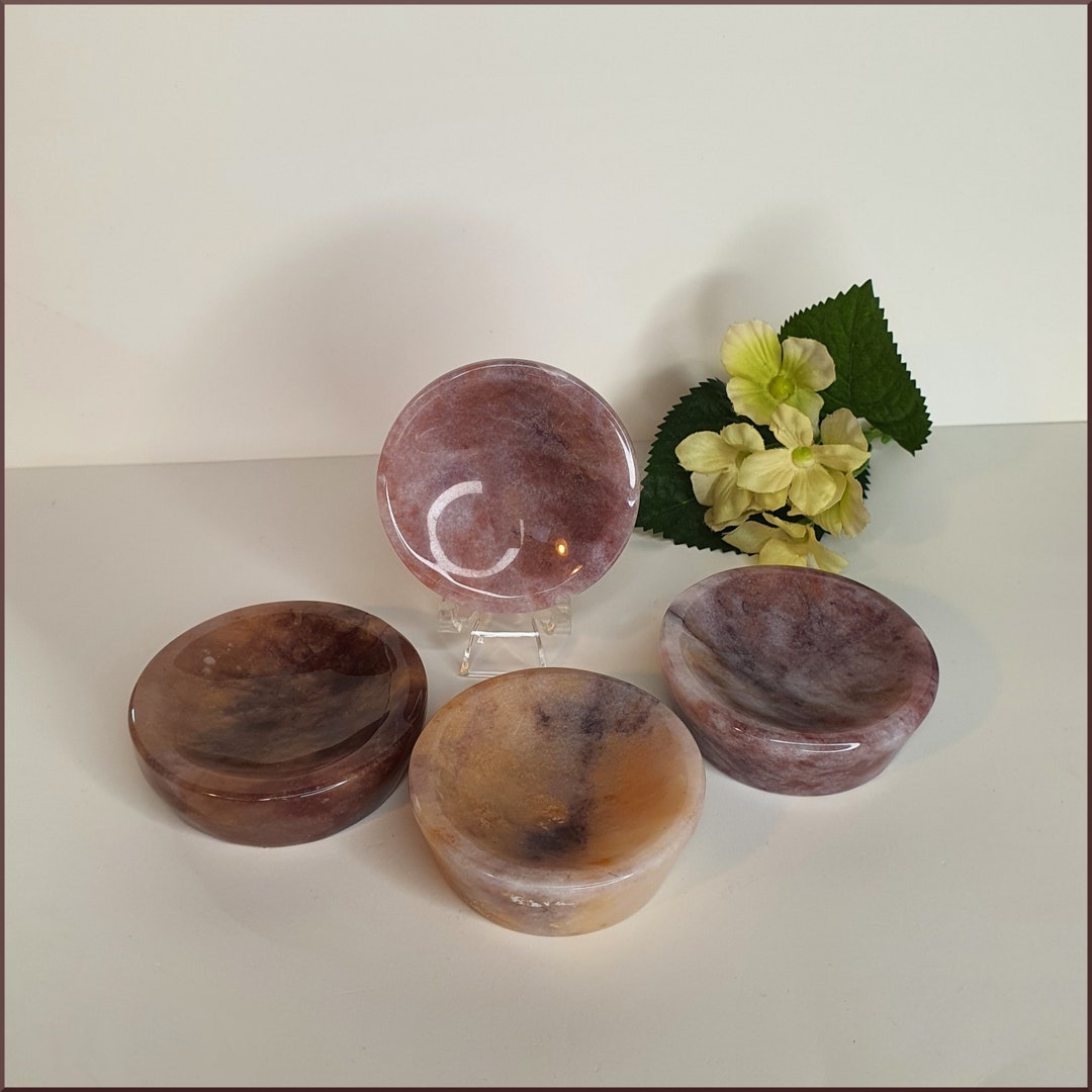 Pink Aventurine Bowls or Sphere Stands, Pink Crystal Bowl, Crystal Ring ...